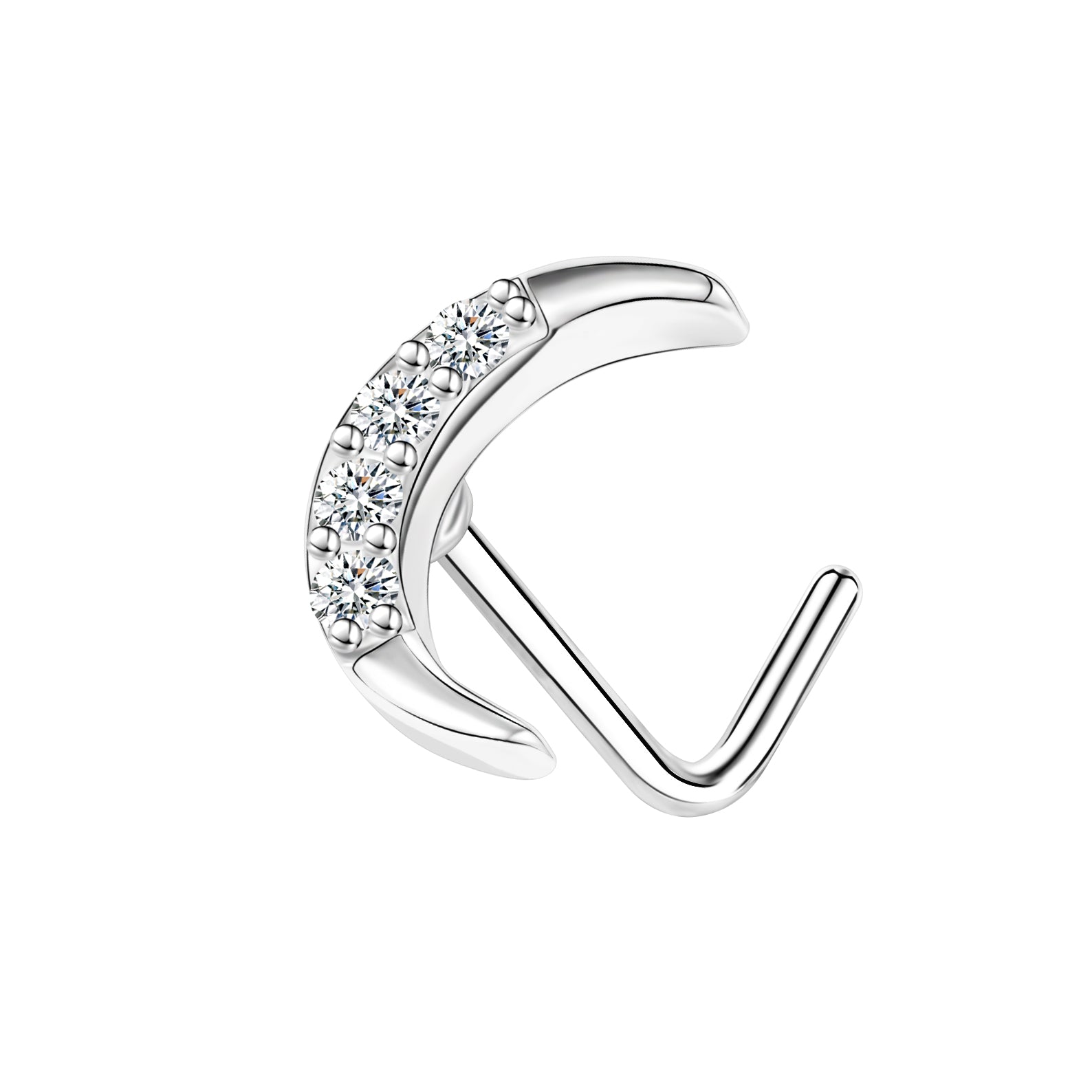ZS | Moon Nose Studs Piercing | Zirconia Nose Rings | L Shape Nostril ...