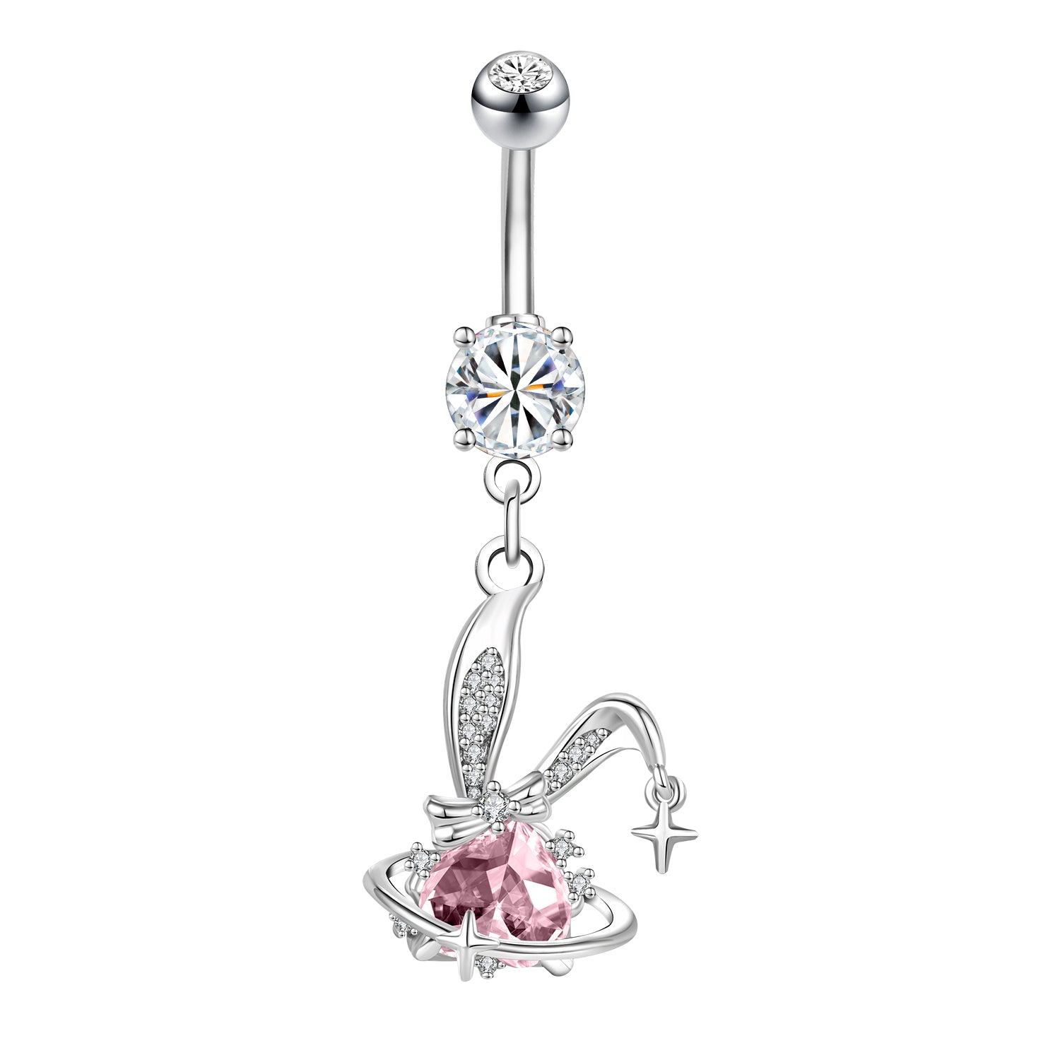 ZS | Rabbit Belly Rings | Zirconia Navel Piercing | Dangle Belly Navel ...