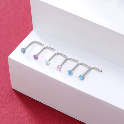 ZS | L shaped Nose Ring | Nose Piercing Set | Nose Ring Studs