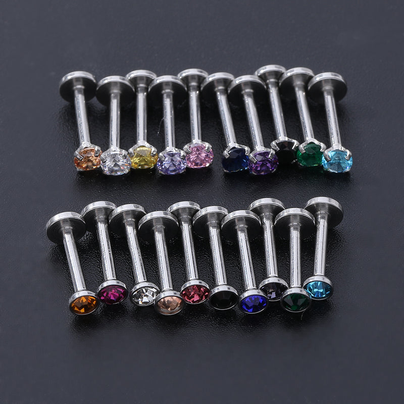 20 Pcs Labret Monroe Lip Piercing Rings Crystal Cartilage Conch Helix ...